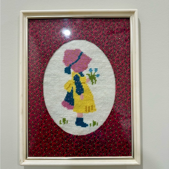 Art | Vintage 197s Sunbonnet Sue Crossstitch Wall Art Cottagecore Dcor ...